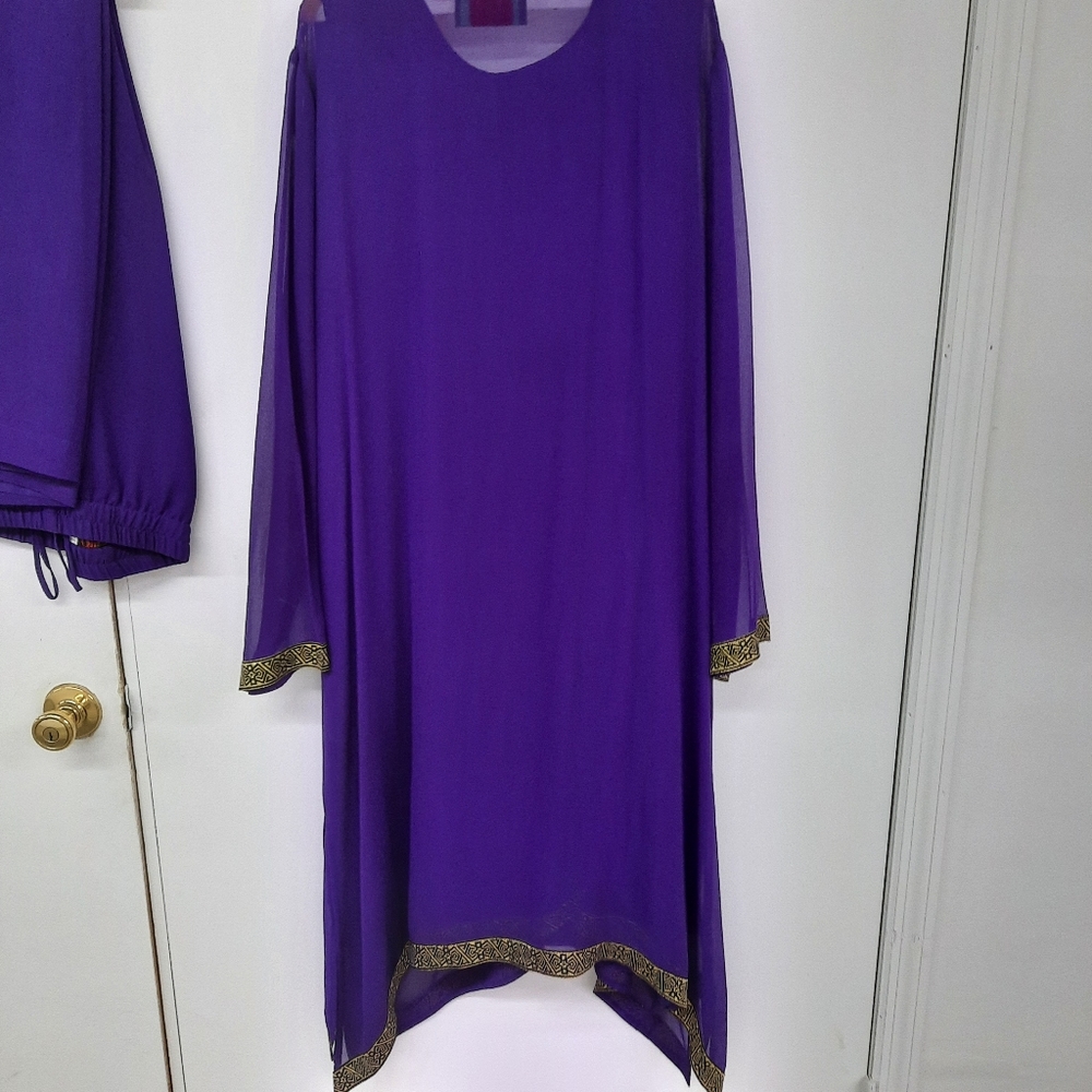 Ashro 3 Piece Purple Suit With Gold Trim Size Xxl - Gem